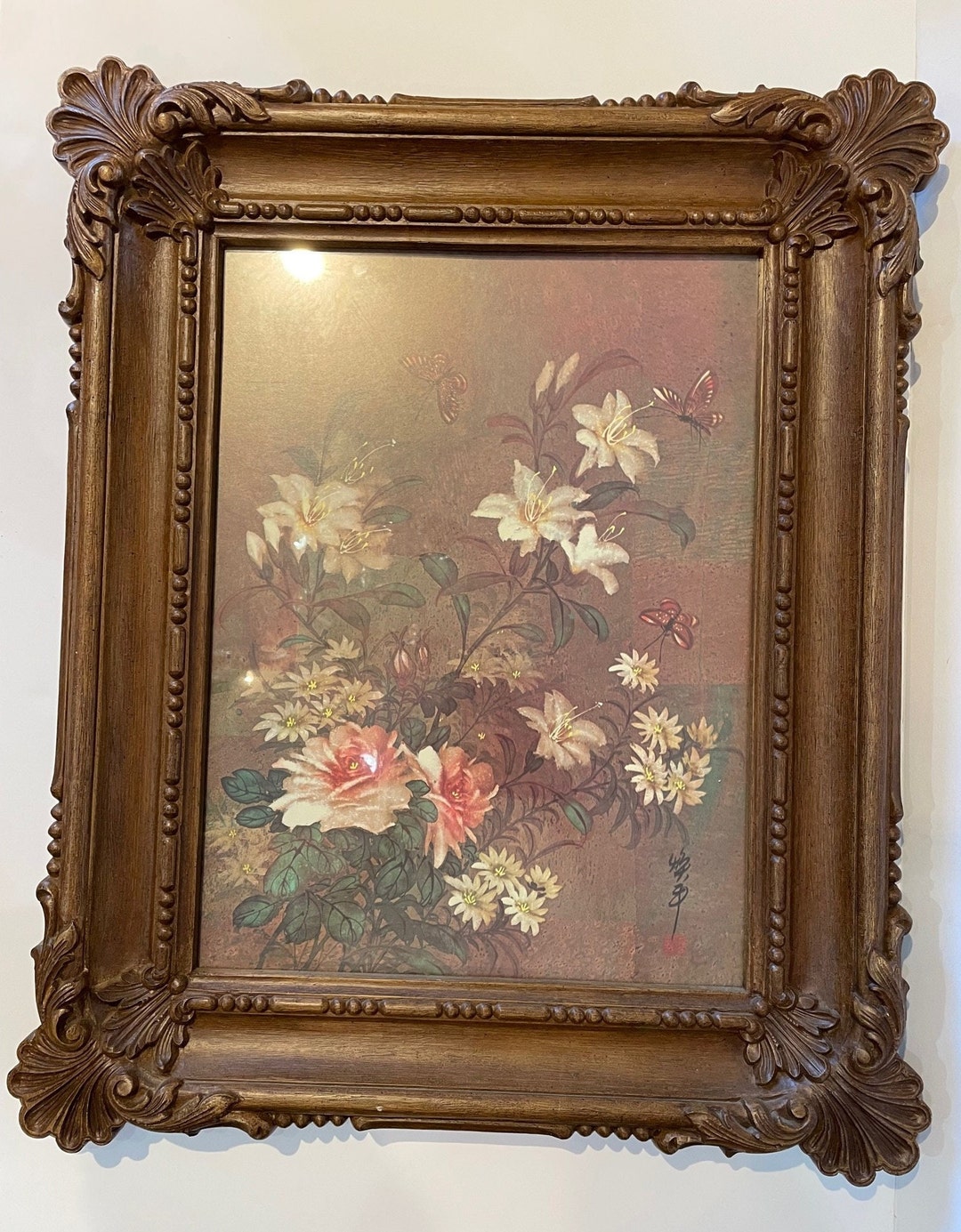 Vintage 1978 Homco Home Interior Floral and Butterfly Picture - Etsy