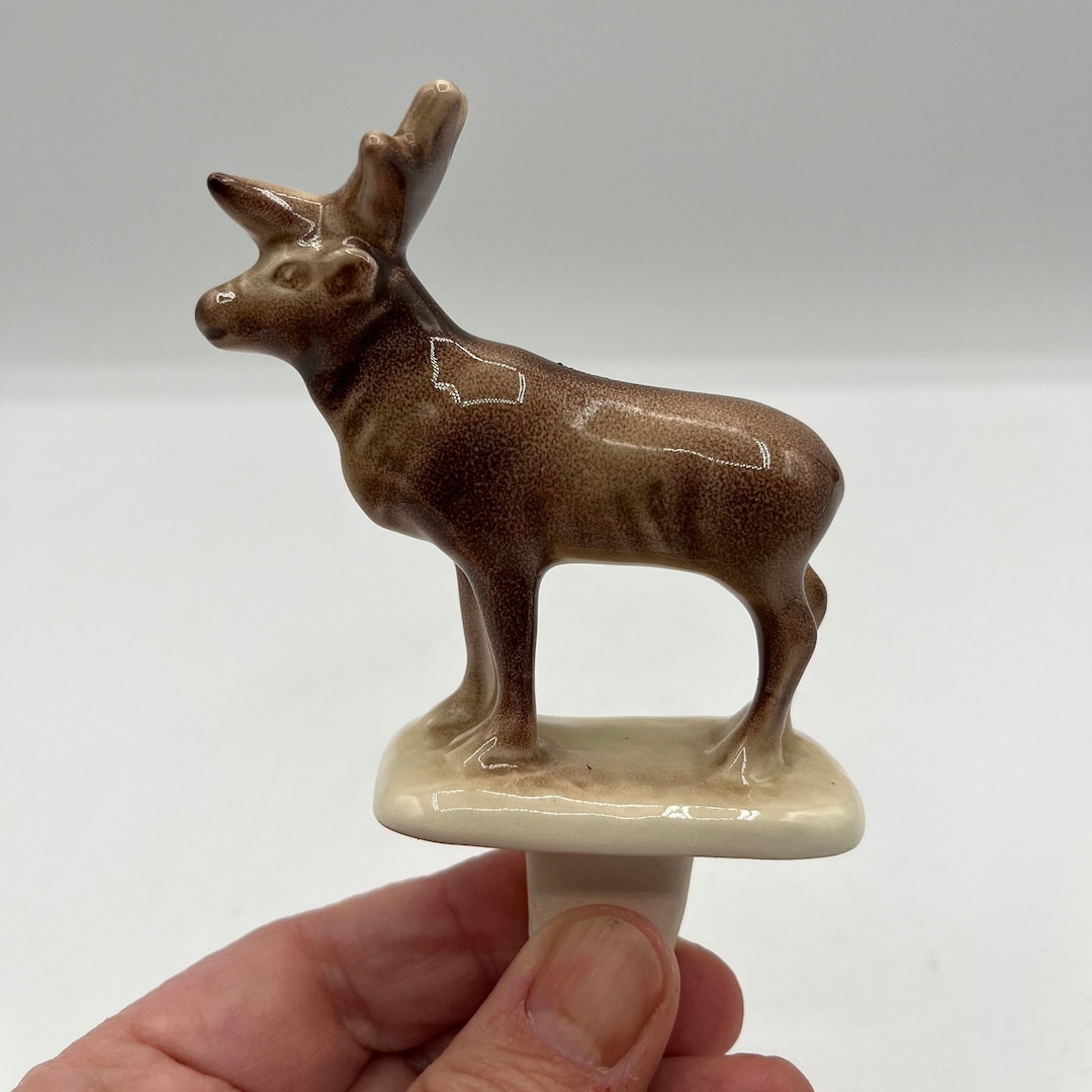 RARE Glazed Bisque Brown Buck Deer Reindeer German Cake Topper 4” - Etsy