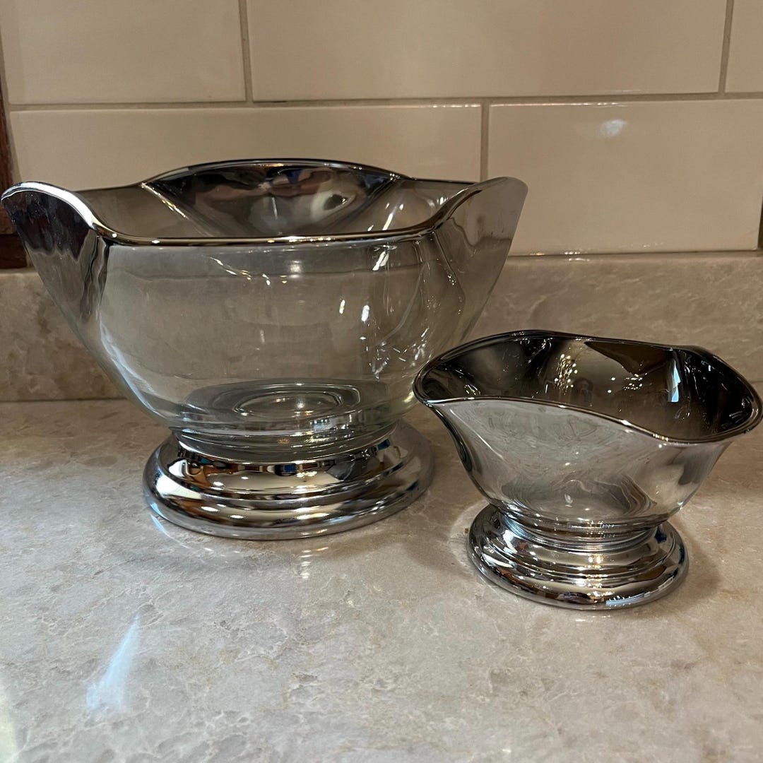MCM Vitreon Queen's Lusterware / Dorothy Thorpe Silver Fade Decorative ...