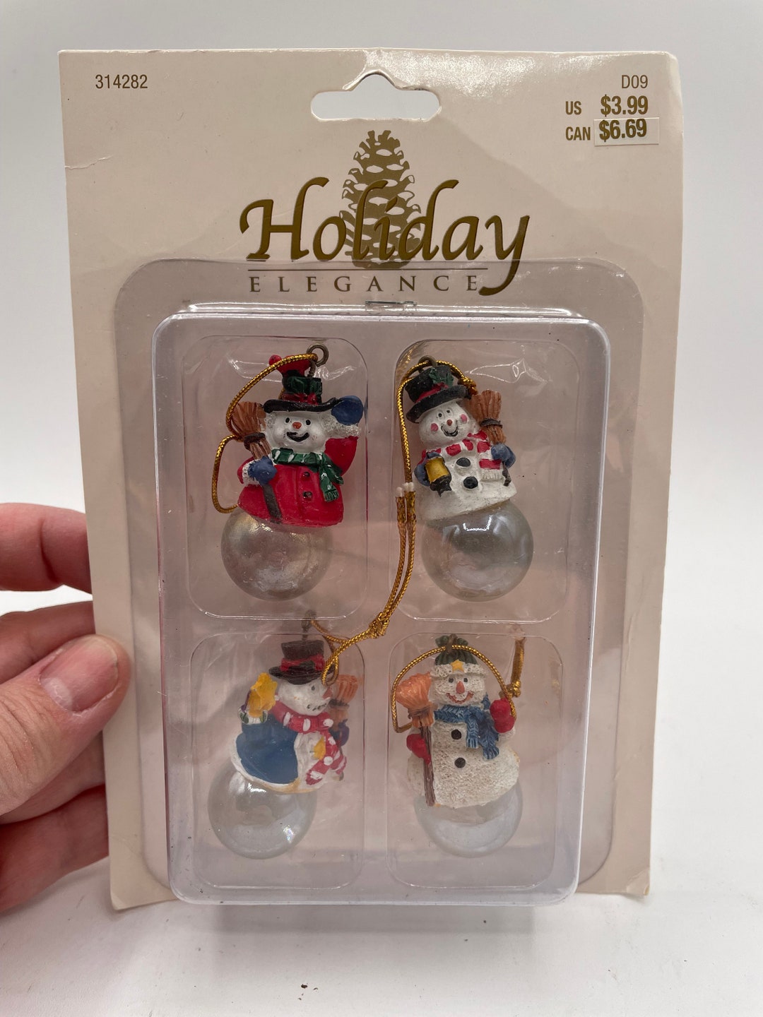 2002 Set of 4 Holiday Excellence Mini Snowman Ornaments New in Package ...