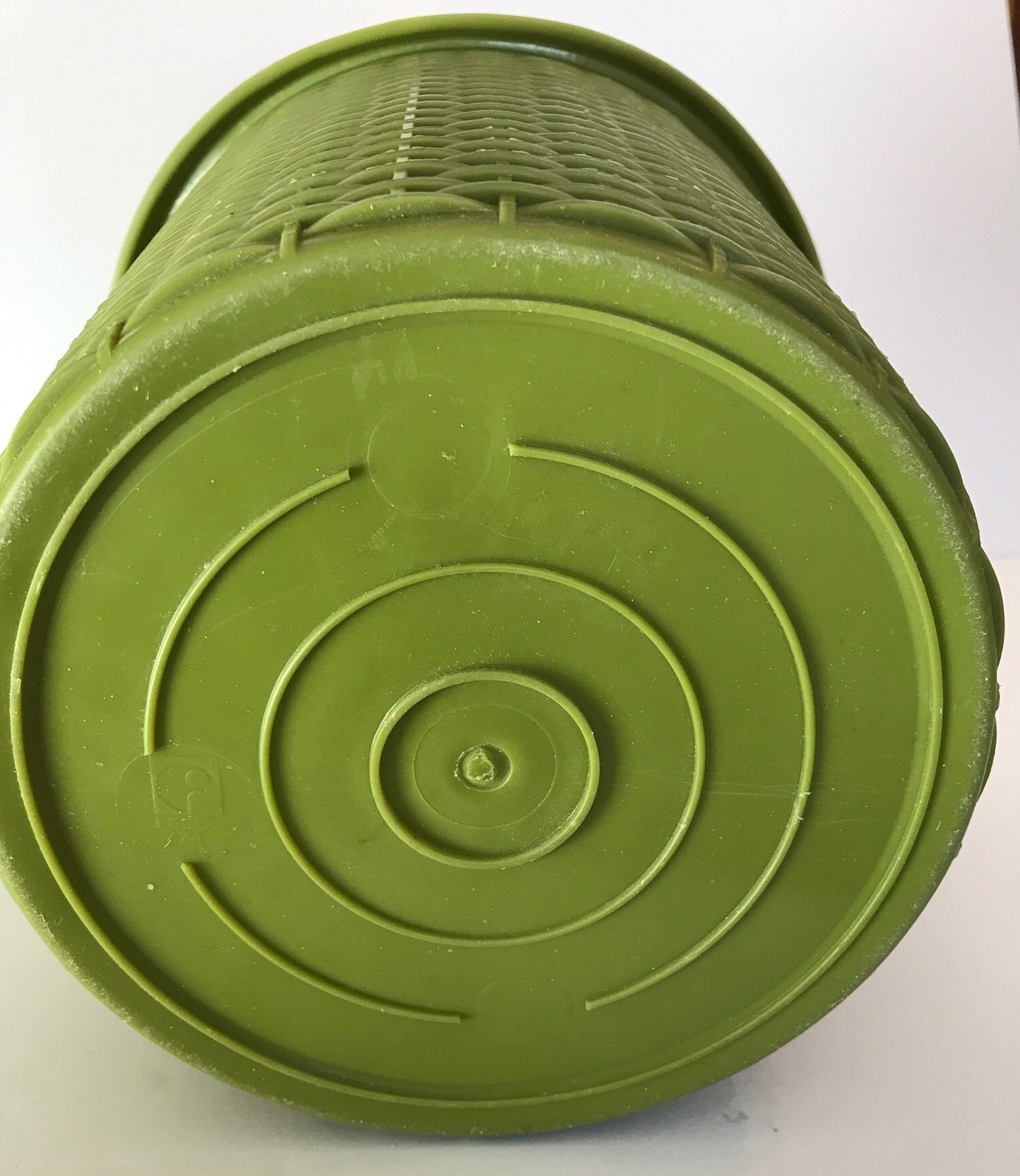 Vintage MCM Fesco 7740 Avacado Green Basket Weave Waste Basket - Etsy