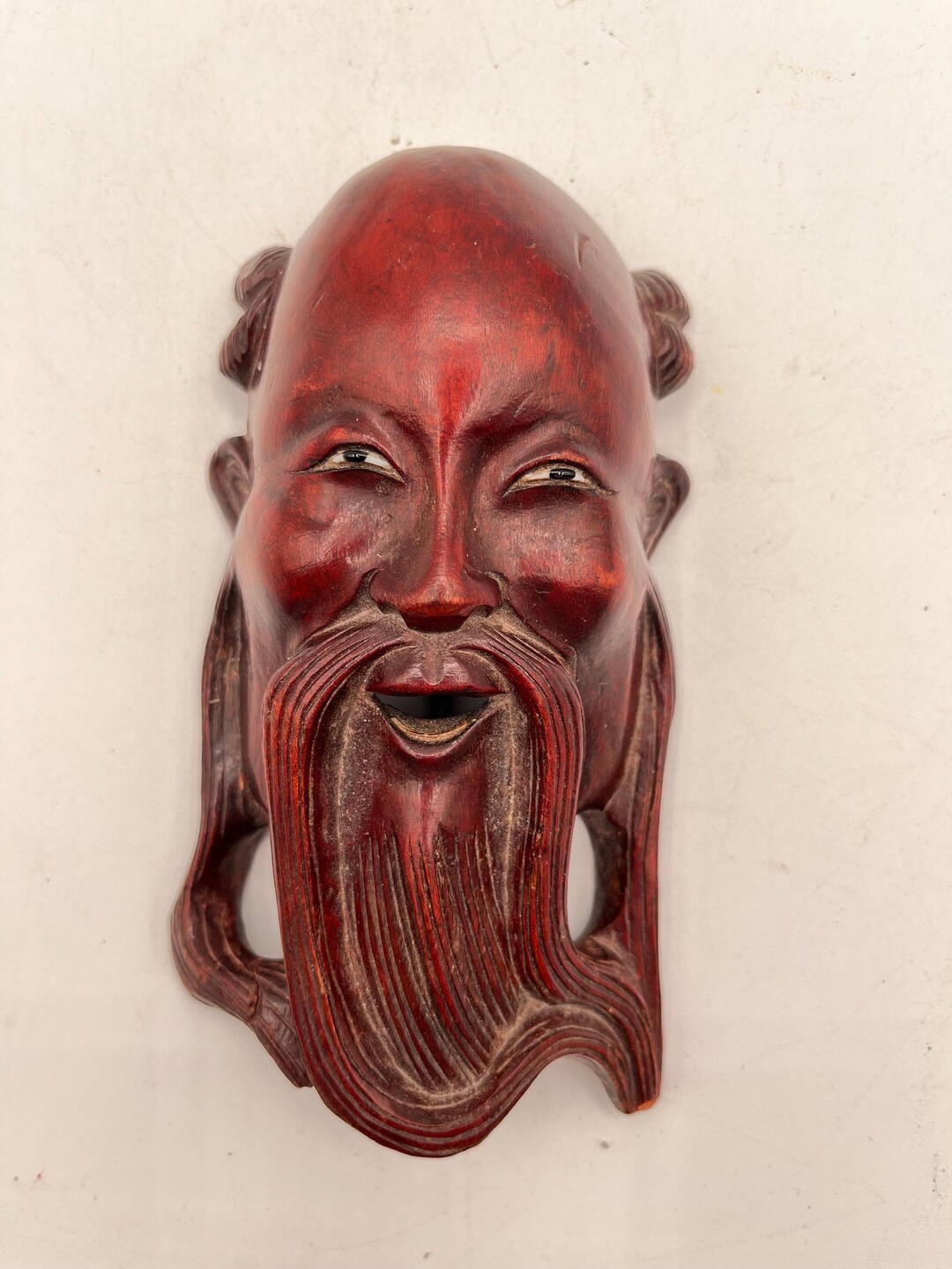 Vintage Chinese Carved Rosewood Wise Man Face Decoration - Etsy