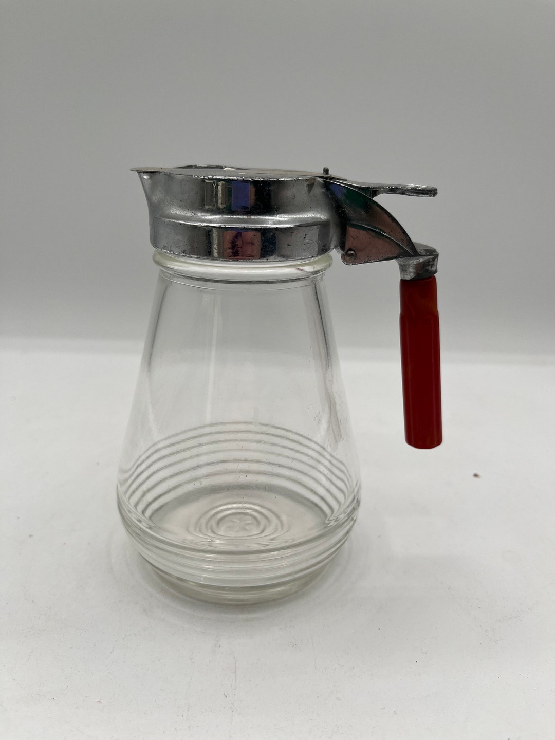 Clear Glass Syrup Dispenser With Red Bakelite Handle - Etsy