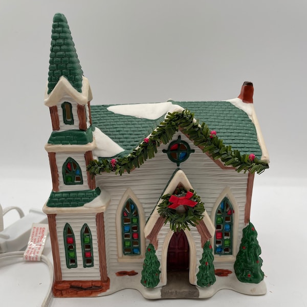 Lighted Ceramic Church - Etsy