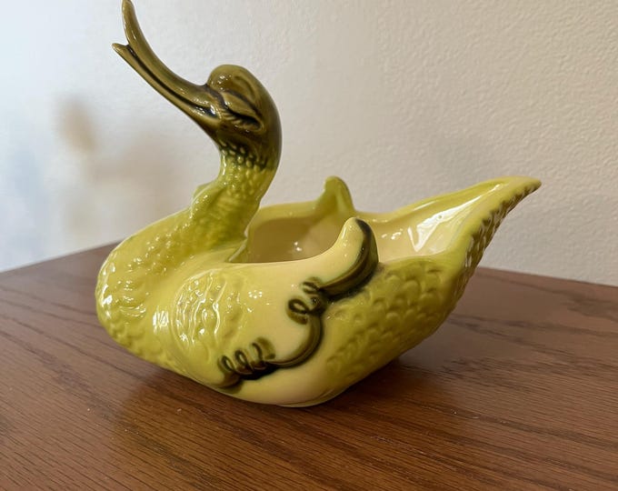 1950s Vintage Hull Pottery Duck or Swan Planter Catchall #80 Chartreuse ...