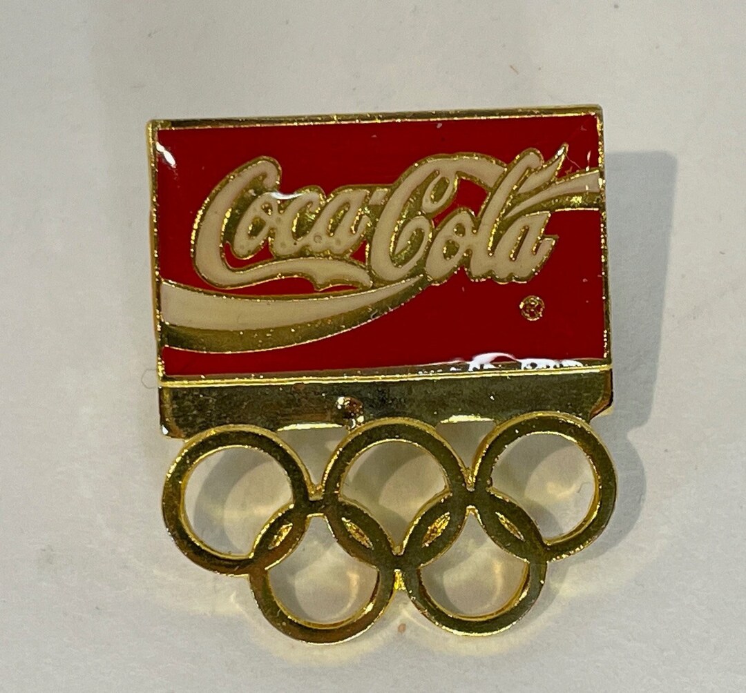 Vintage Coca-cola Coke Olympic Rings Gold Red and White Pin - Etsy