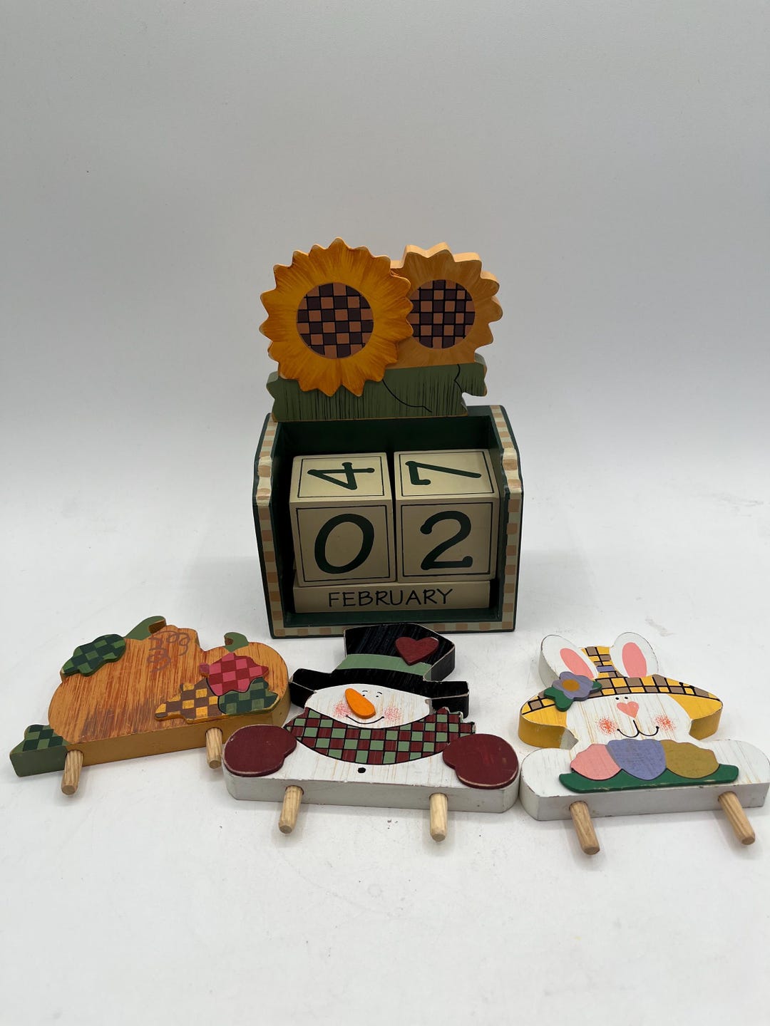 Vintage Wood Block Perpetual Calendar With Changeable Seasons - Etsy