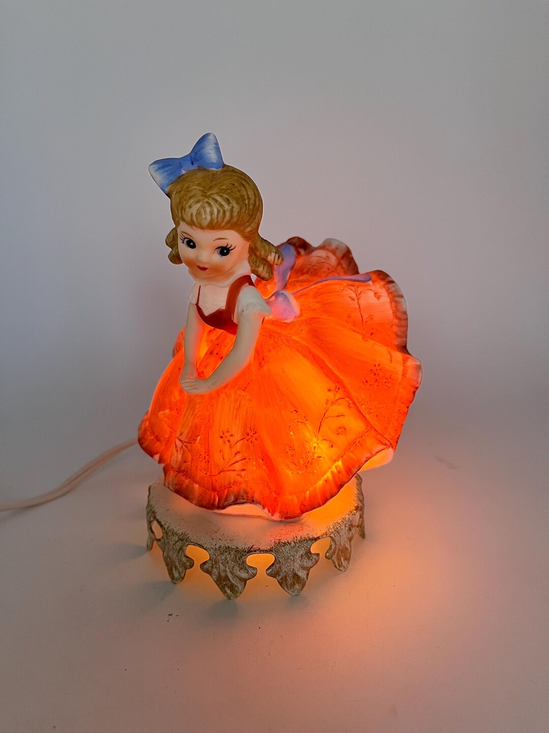 Vintage Ceramic Girl in Dress Decorative Lamp - Etsy