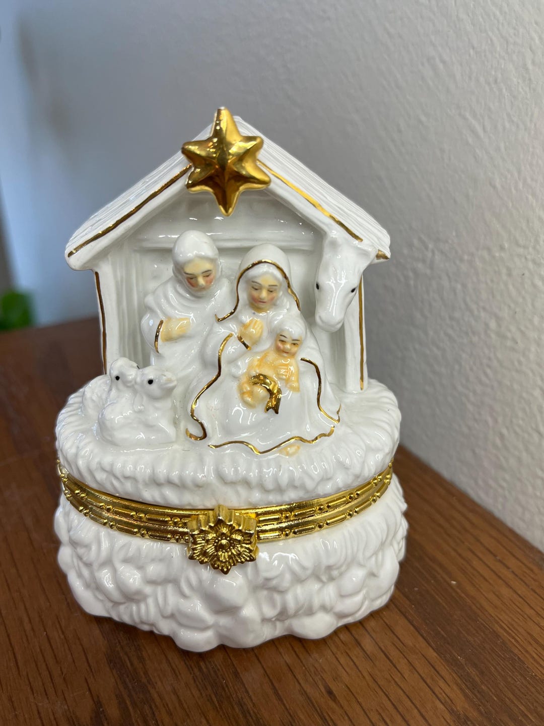 Holy Family White and Gold Porcelain Trinket Box - Etsy