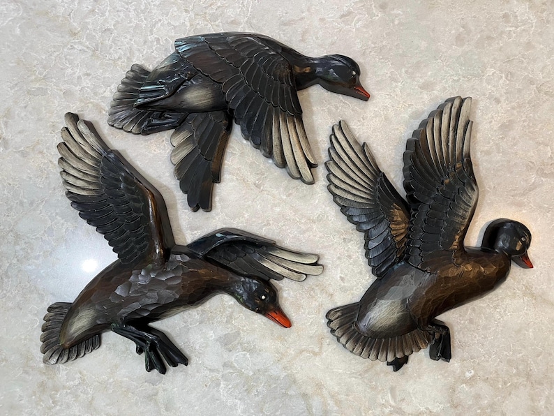 1961 Set of 3 Flying Duck Wall Hangings - Etsy