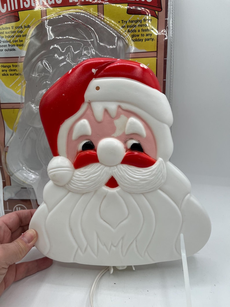 1990 Noma Santa Claus Christmas Window Lite With Light, Suction Cup and ...