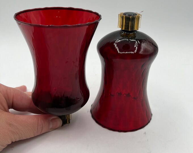 Set of 2 Ruby Red Vintage Wavy Pattern Votive Cup Sconce - Etsy