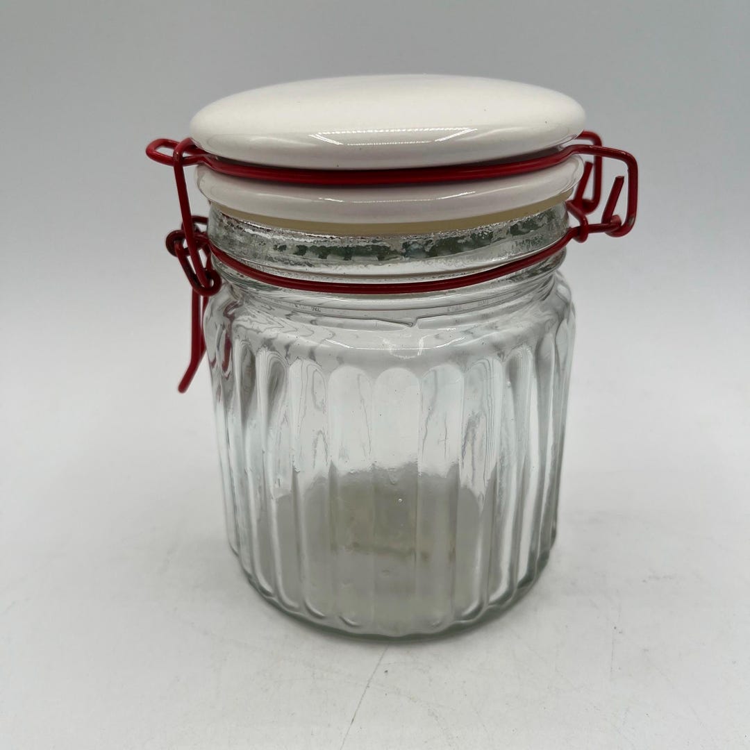 Ribbed Glass Jar With Ceramic Lid and Wire Bail Closure - Etsy