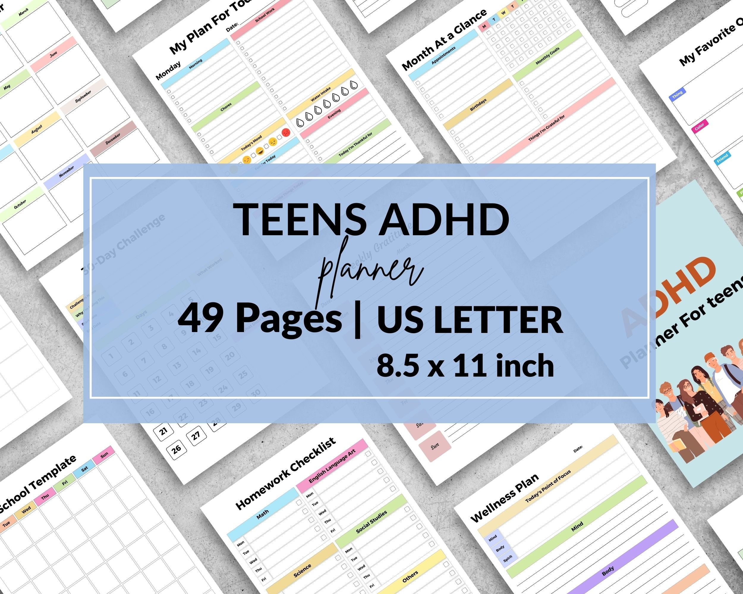 ADHD for Teens Digital or Printable, US Letter Size, Wellness, 30-day ...