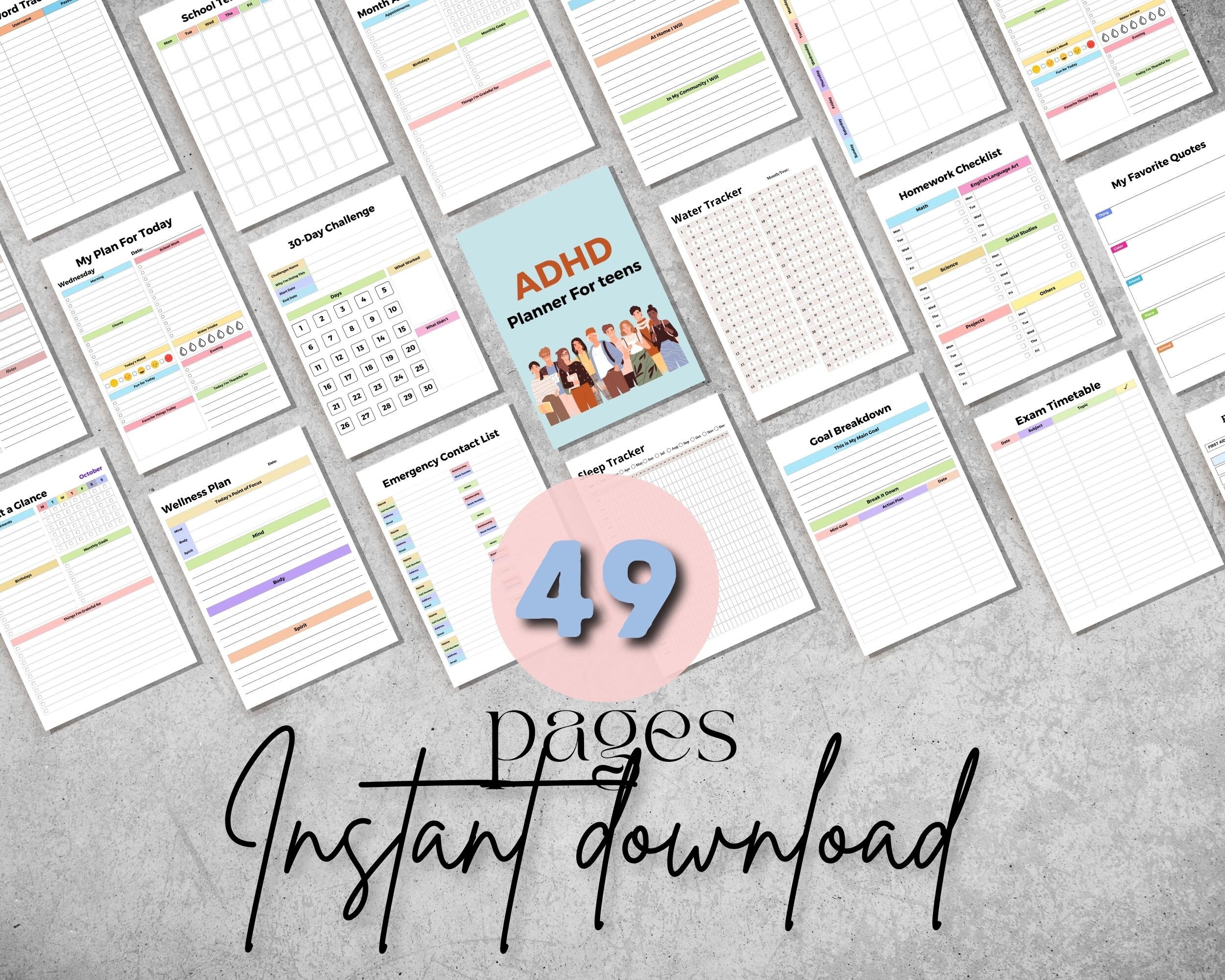 ADHD for Teens Digital or Printable, US Letter Size, Wellness, 30-day ...