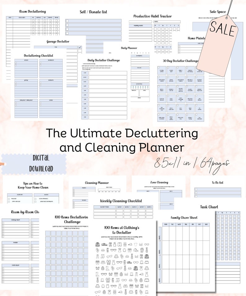 Declutter Planner and Cleaning Checklist, Including a Declutter Challenge and Adhd-friendly ...