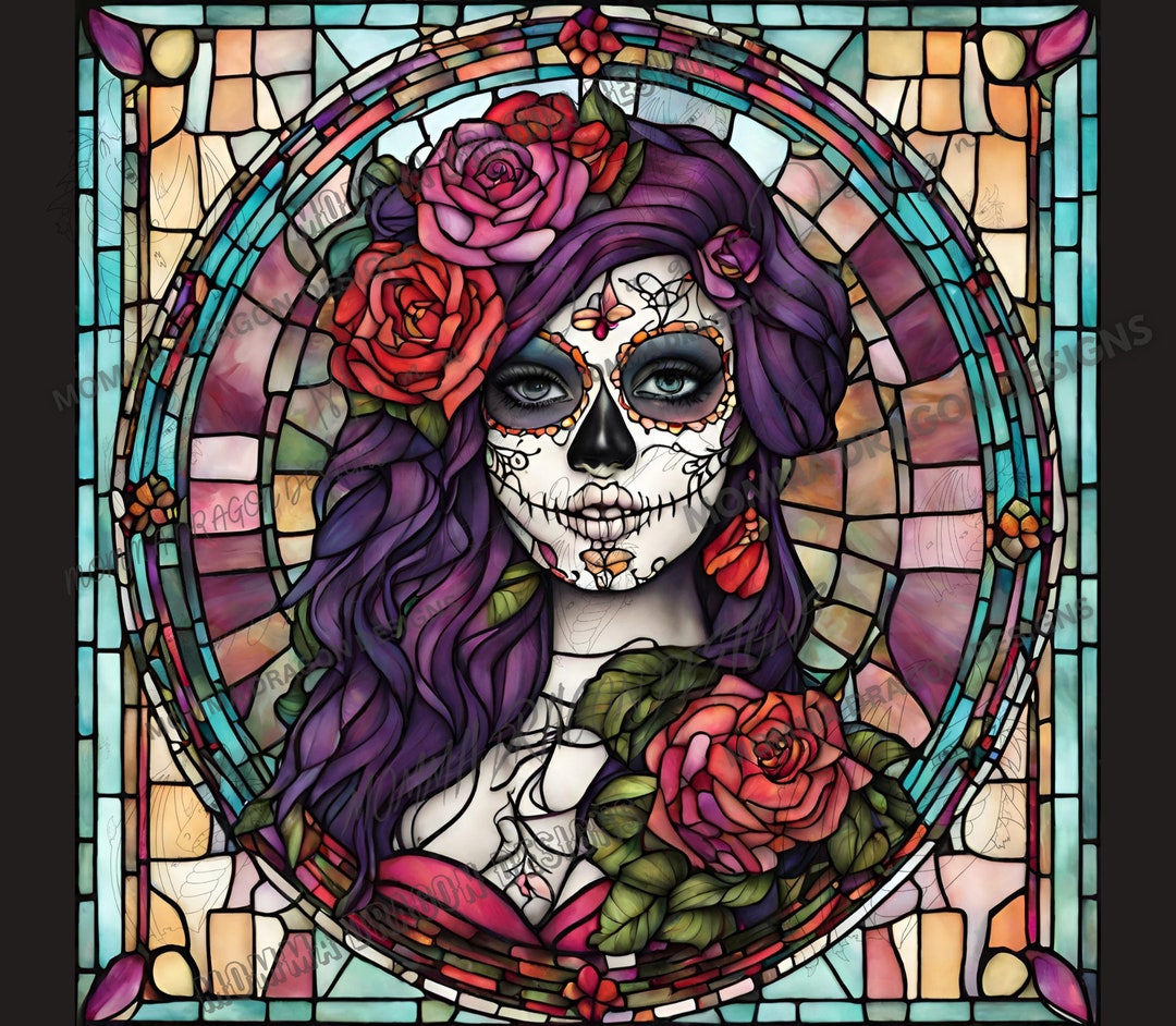 Stained Glass Dia De Los Muertos Tumblers - Etsy