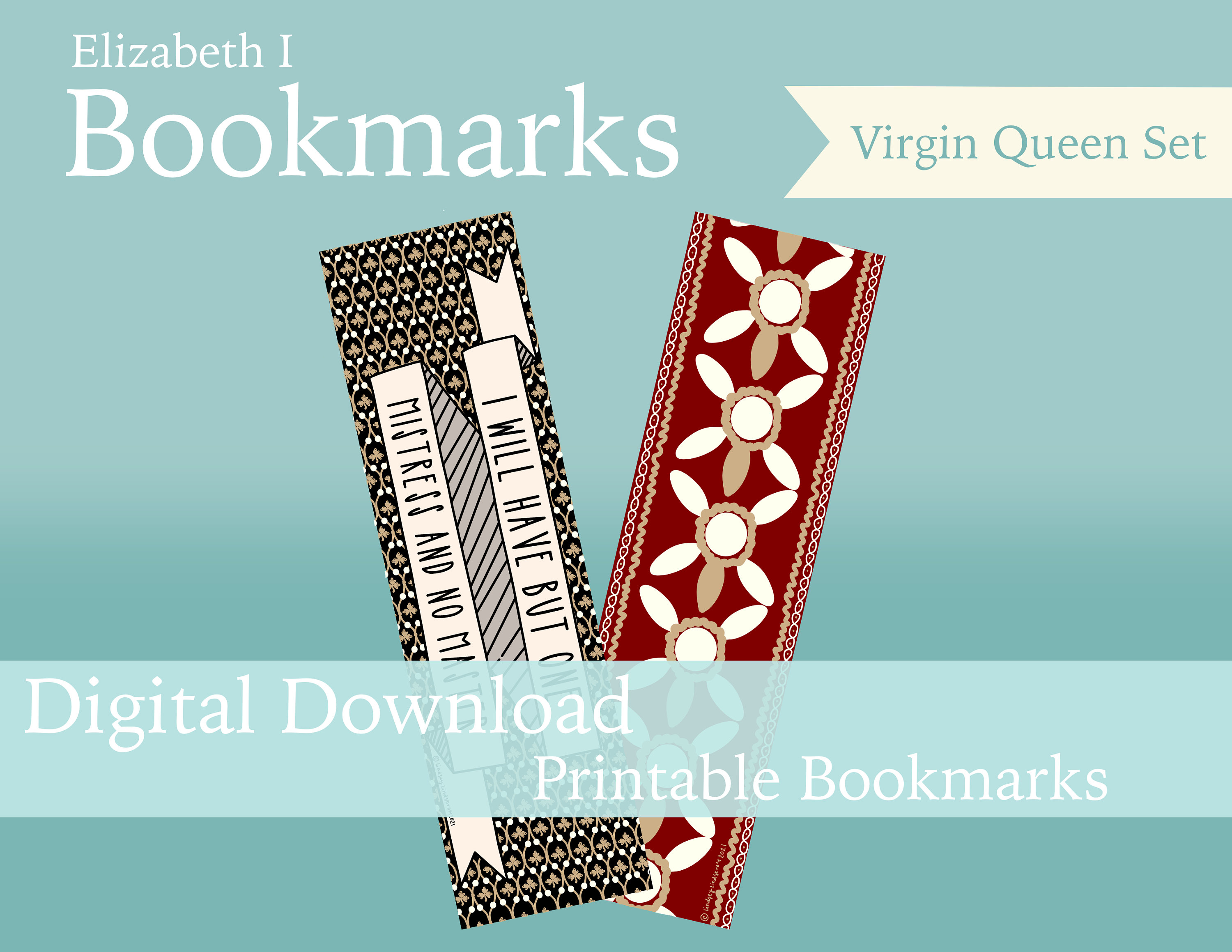 Queen Elizabeth I Bookmarks Virgin Queen Set Digital Download - Etsy