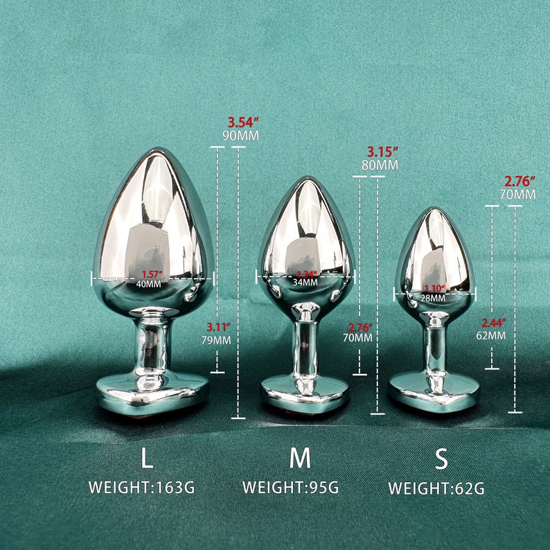 Heart Butt Plug, 3 Sizes S/M/L Jeweled Stainless Steel Anal Plugs Woman, Anal Training Toy ...