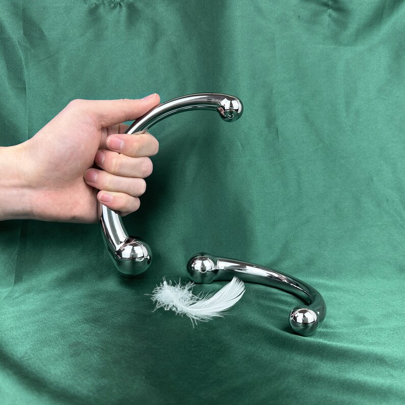 Wand Massager Curved G Spot Metal Wand Double Ended Dildo For G Spot Vagina And P Spot Prostate