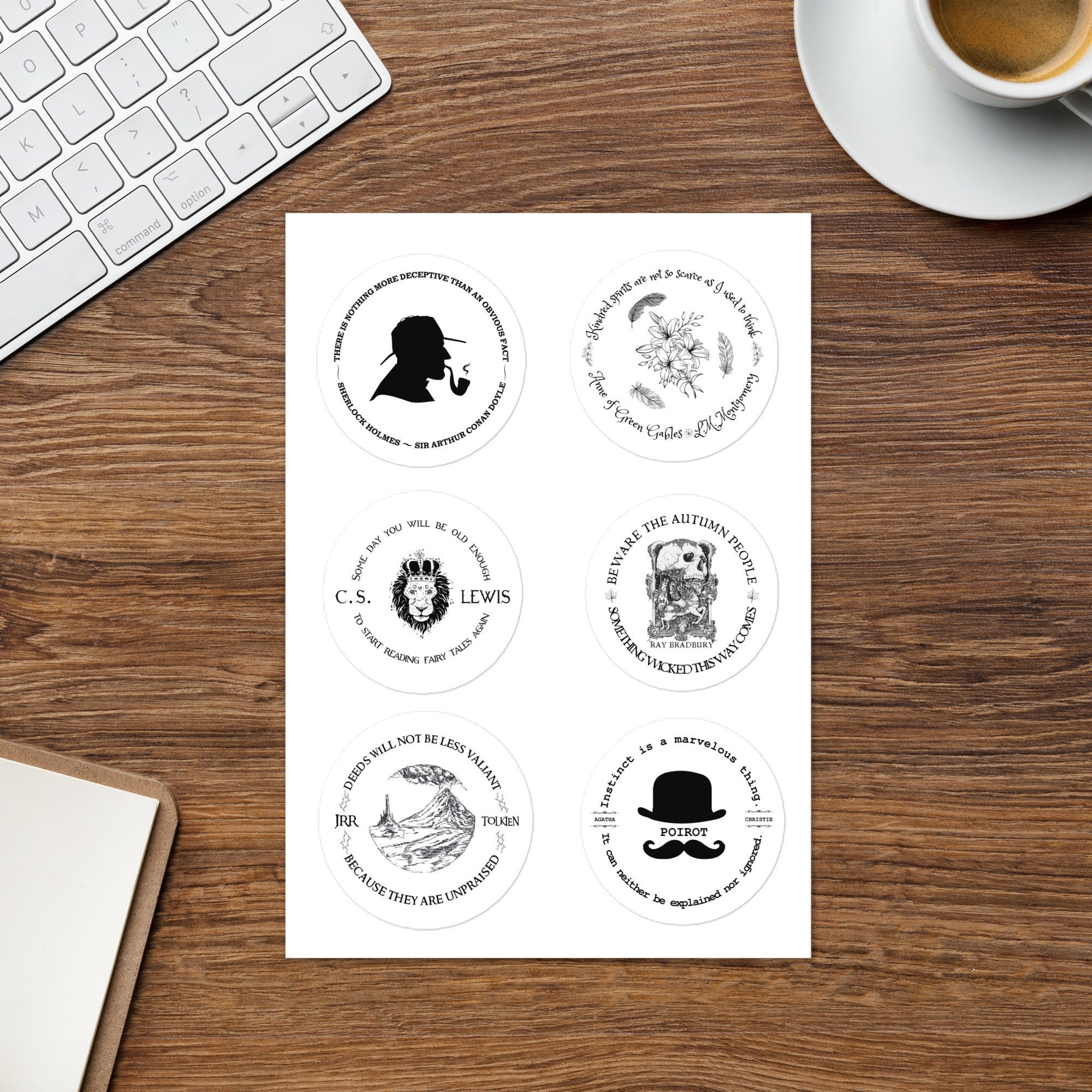 Literary Sticker 6 Pack Book Sticker Sheet Literature Sticker Page ...