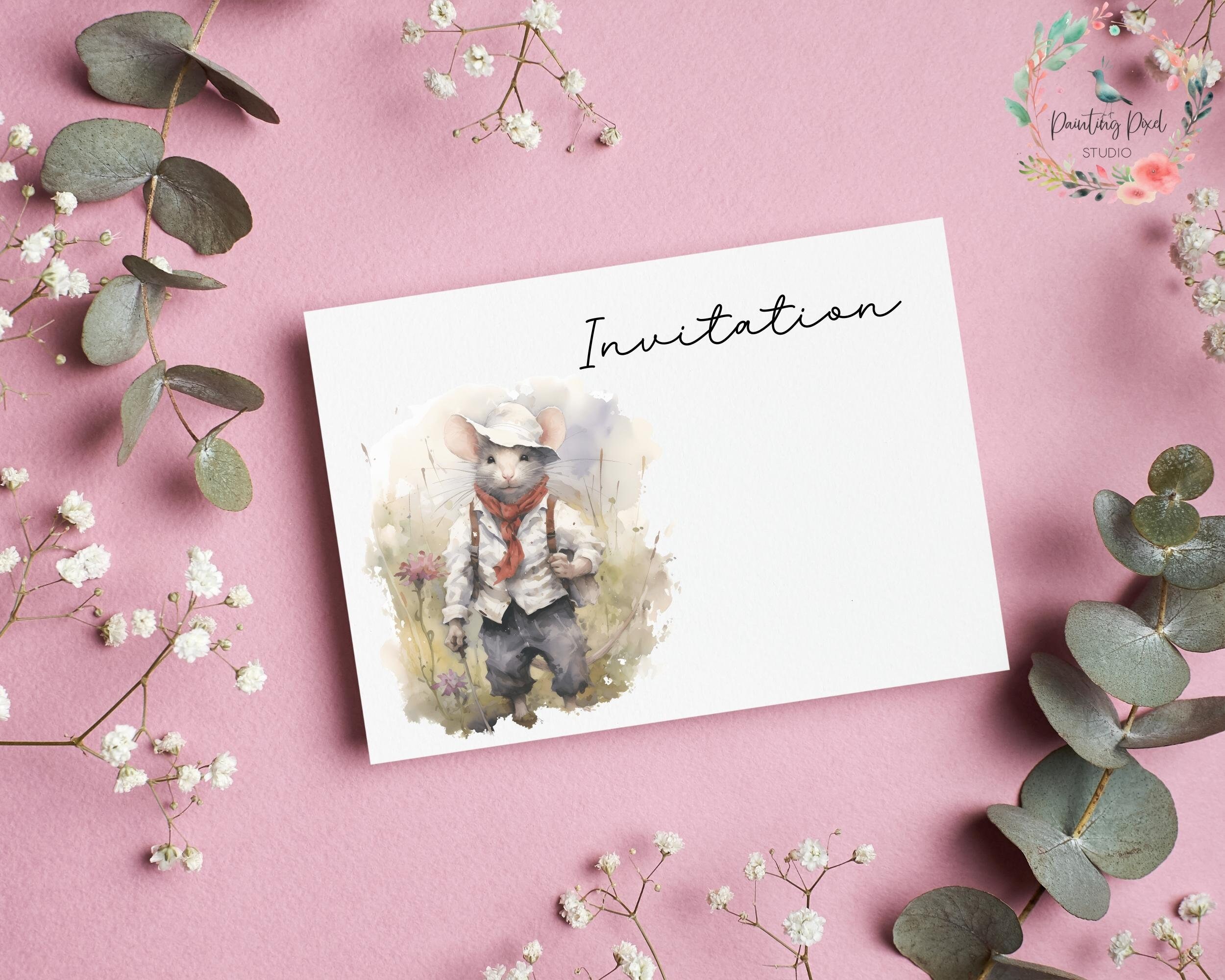 Hiking Rat Watercolor Clipart, White Rat Cliparts, Wanderlust Clipart ...