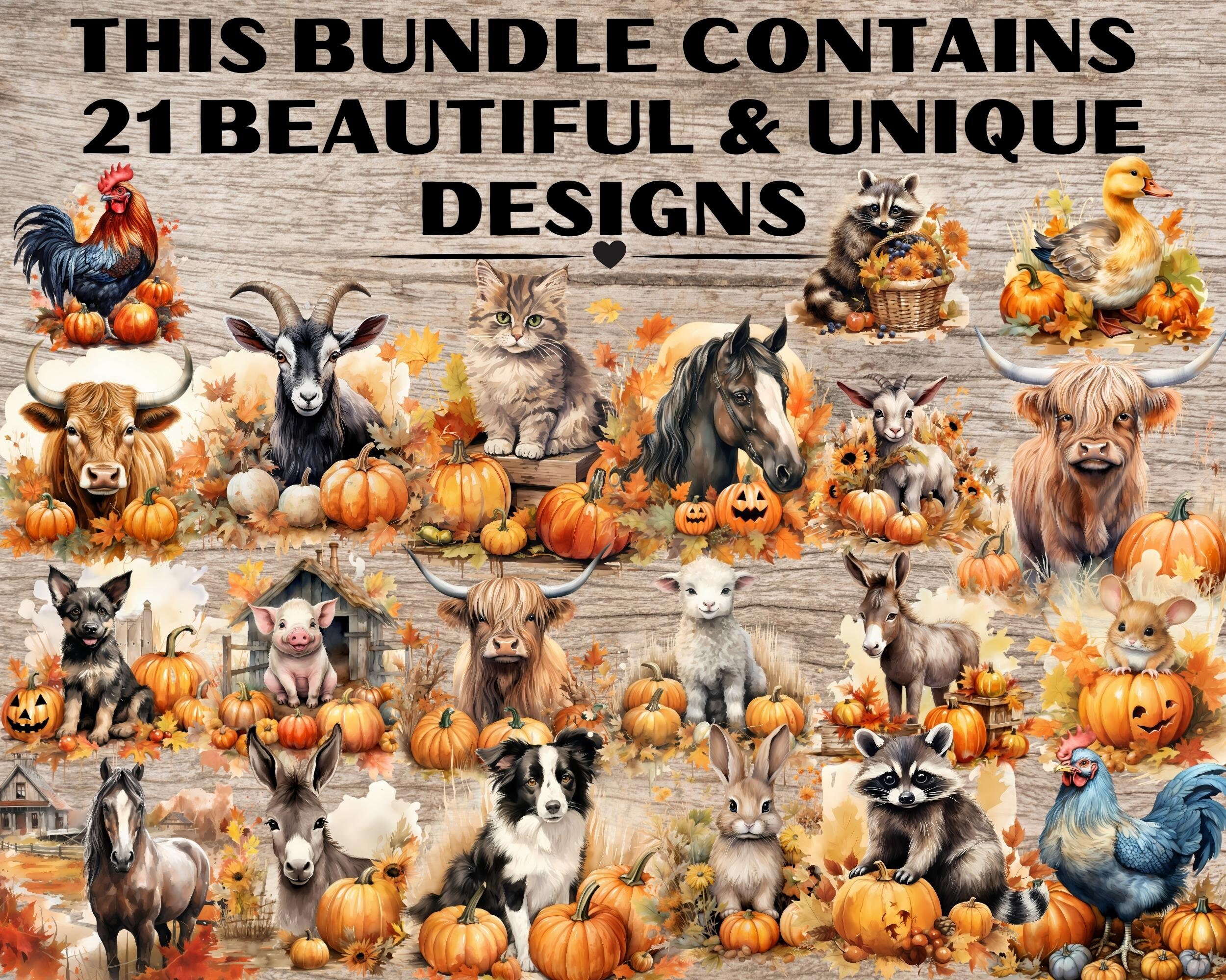 Farm Animals Halloween Clipart, Farm Clipart Set, Cottagecore Theme ...