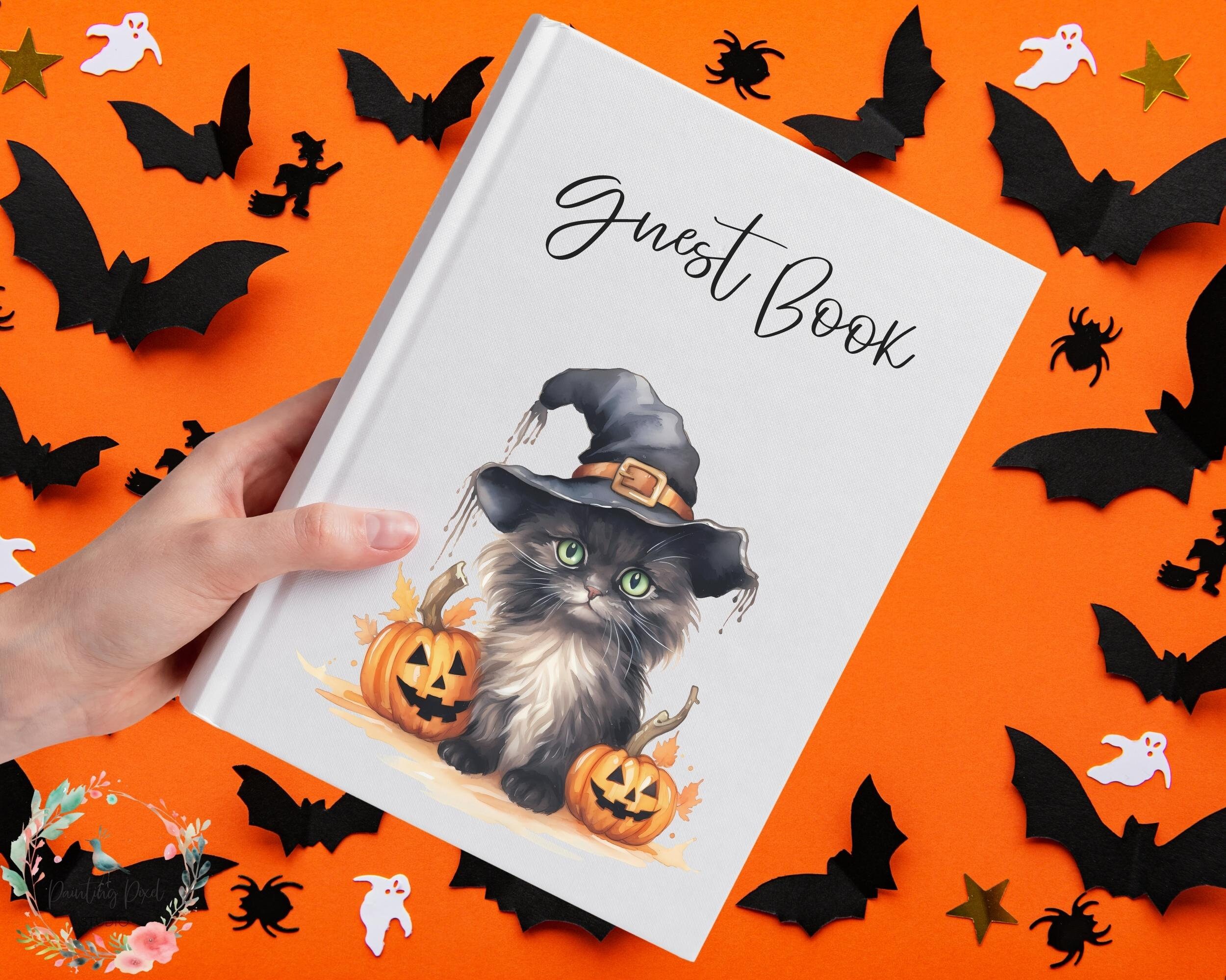 Black Cat Watercolor Clipart, Halloween Clipart Bundle, Pumpkin Clipart ...