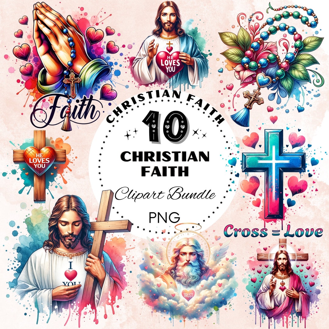 Christian Faith Clipart Bundle, Jesus Images, Religious Digital Art ...