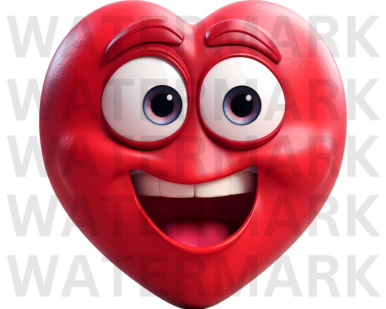 Heart Emoji Design Pack, 9 PNG Files, Heart Emoji, High Quality PNG ...
