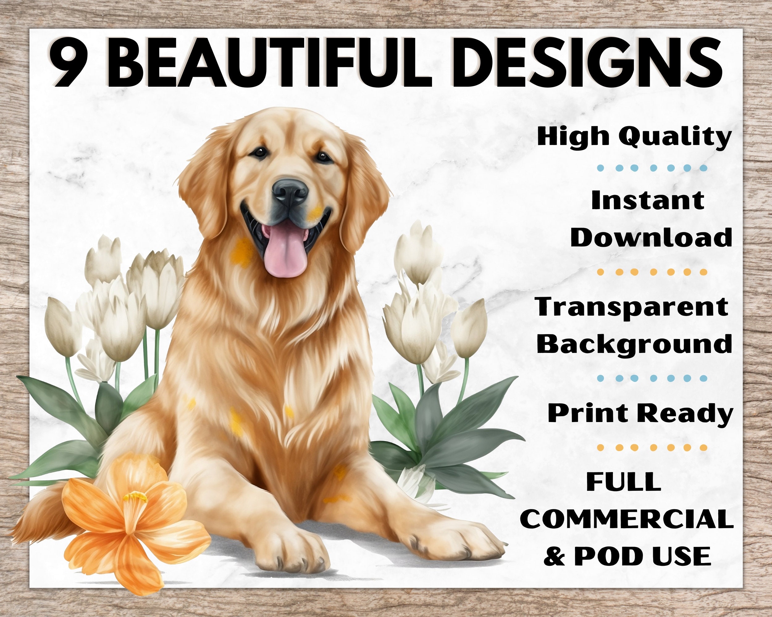 Golden Retriever Bundle, Watercolor Clipart PNG, Dog Clipart, Golden ...