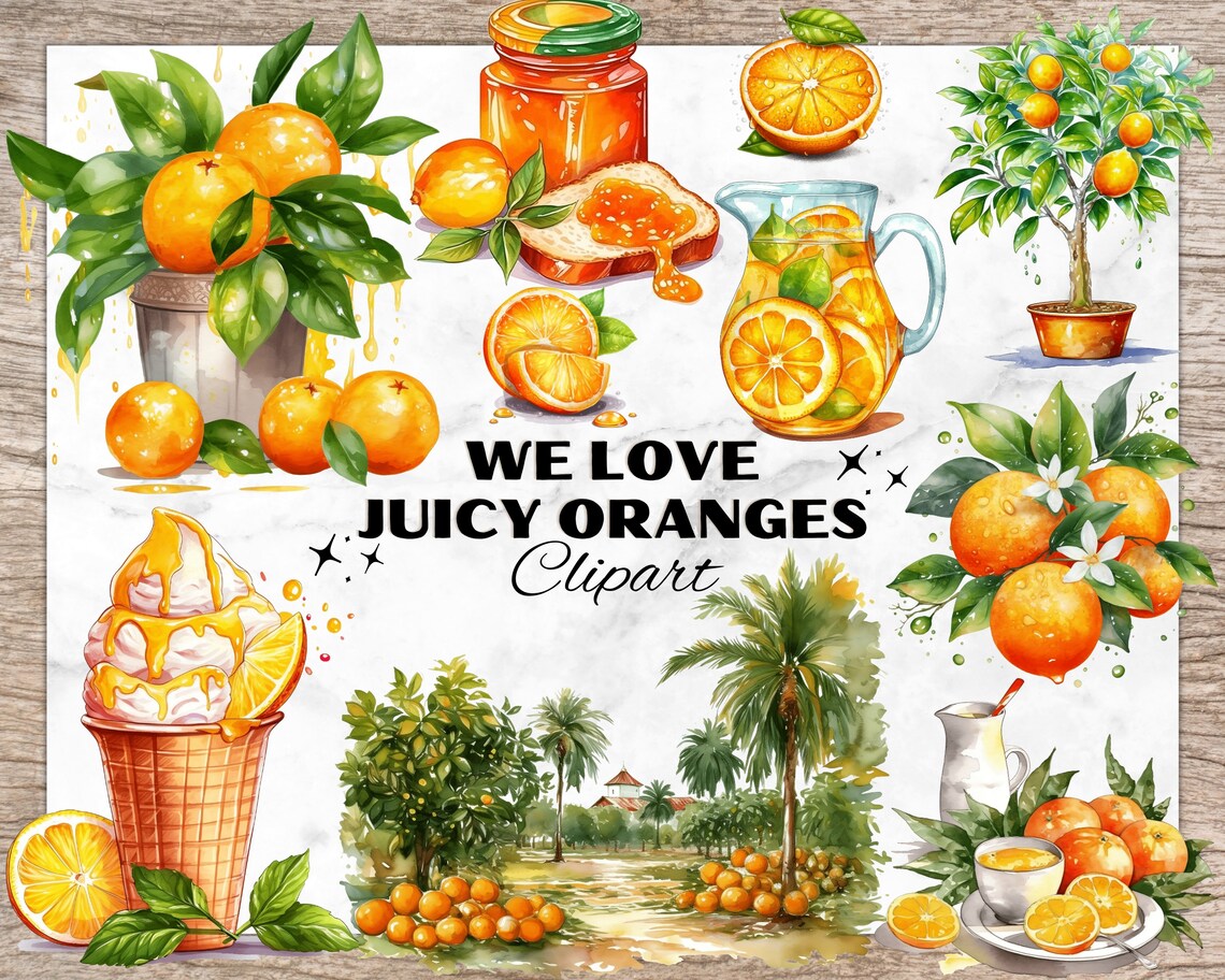 Juicy Oranges Watercolor Clipart, Oranges Fruits Cliparts, Orange ...