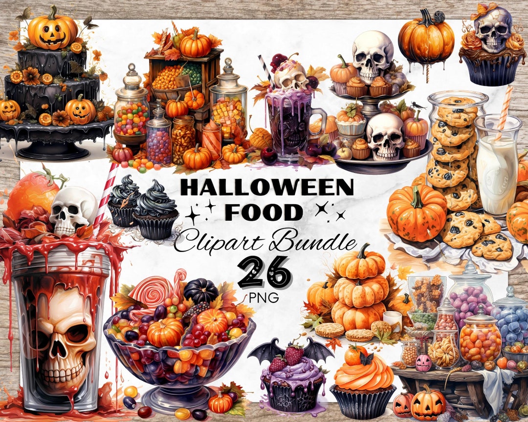 Halloween Food & Sweets Clipart, Halloween Clipart Bundle, Sweets ...