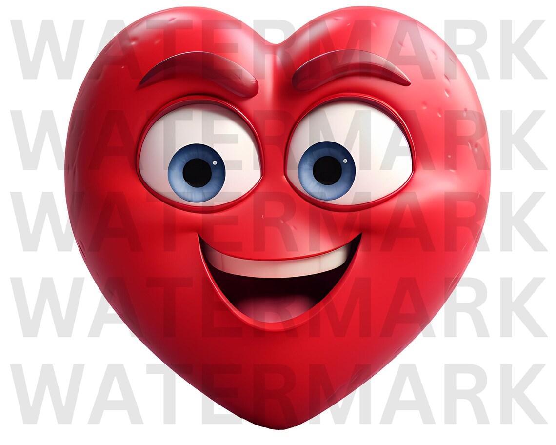Heart Emoji Design Pack, 9 PNG Files, Heart Emoji, High Quality PNG ...