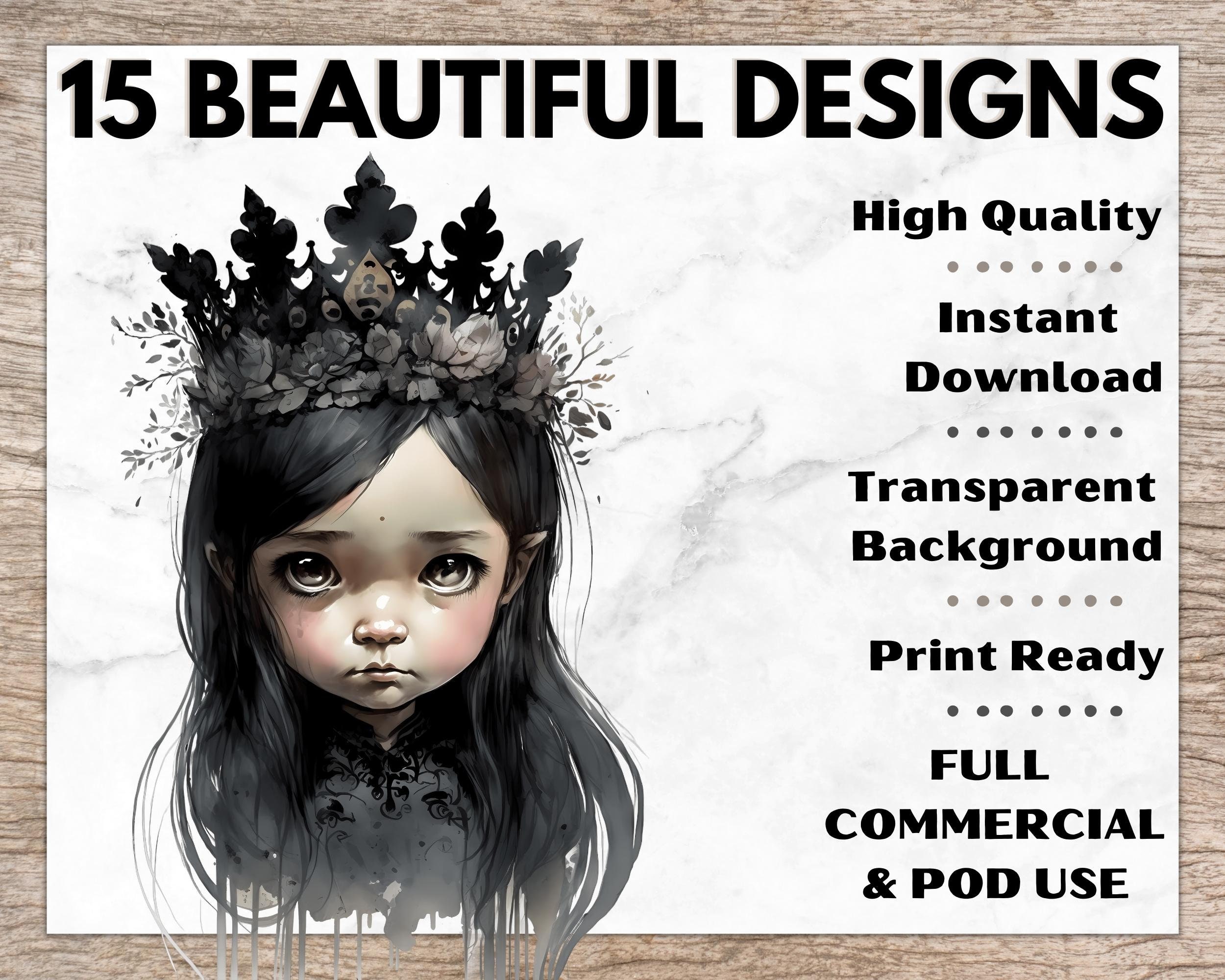Gothic Girl Watercolor Clipart, Dark Gothic Elements, Halloween Clipart ...
