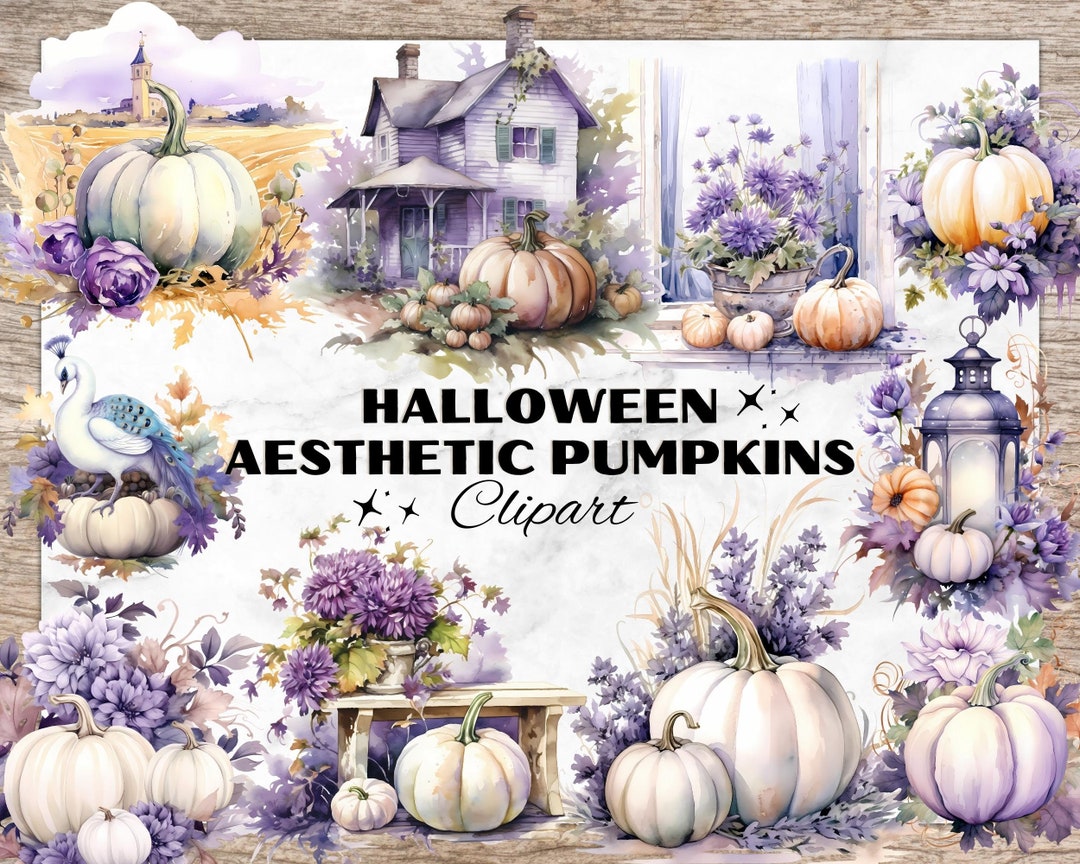 Watercolor Pumpkin Clipart, Halloween Clipart Bundle, White Pumpkin ...