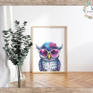 Colorful Owls With Glasses, Watercolor Clipart PNG, Owl Cliparts, Cute ...