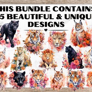 Beautiful Predators Watercolor Clipart, Lion With Flowers Cliparts ...