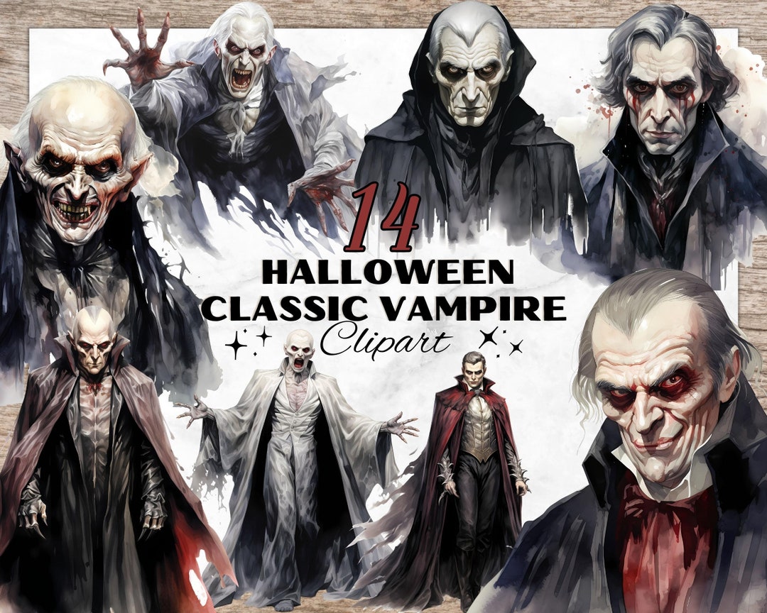 Classic Scary Male Vampire Watercolor Clipart, Dark Gothic Male ...