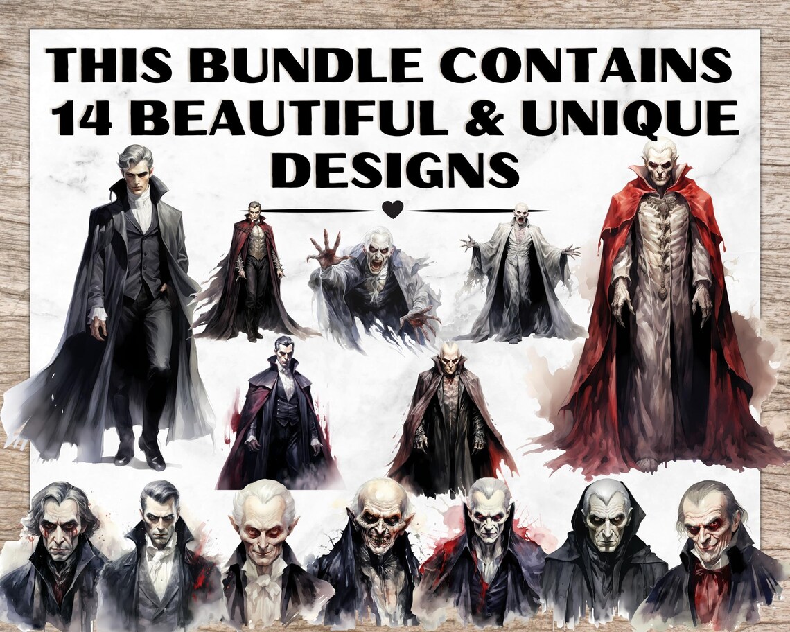 Classic Scary Male Vampire Watercolor Clipart, Dark Gothic Male ...
