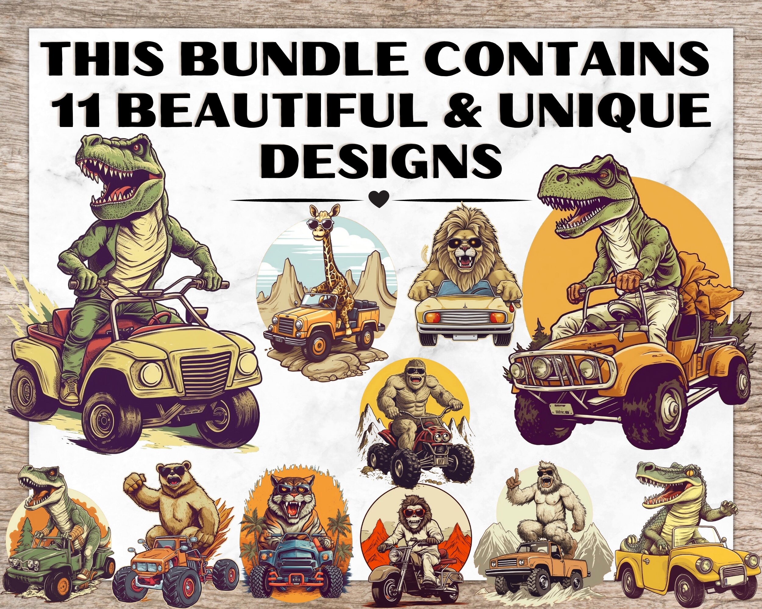 Animals Riding Monster Trucks Watercolor Clipart, Car Cliparts, Animals ...