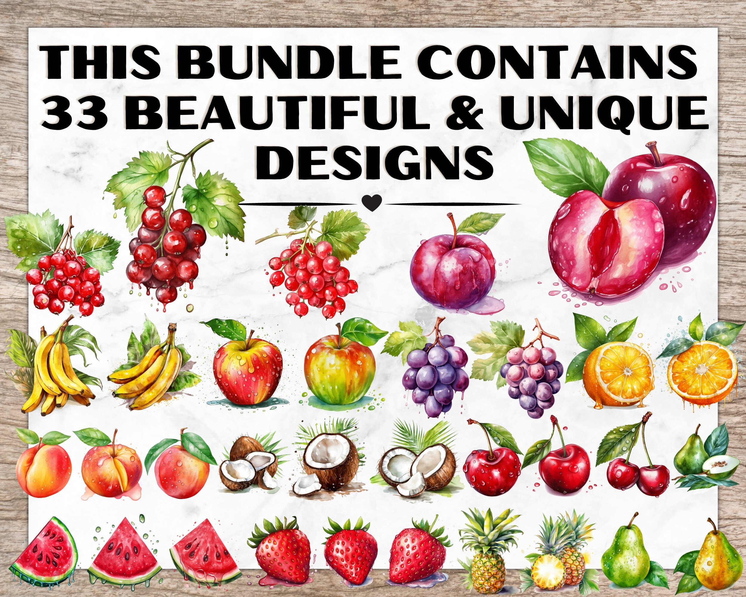 Fresh Fruits Watercolor Clipart, Fruit Cliparts, Cherry Clipart, Fruit ...