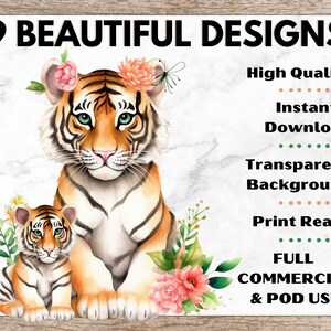 Cute Tiger Bundle, Watercolor Clipart, Tiger Baby Clipart, Boho Tiger ...