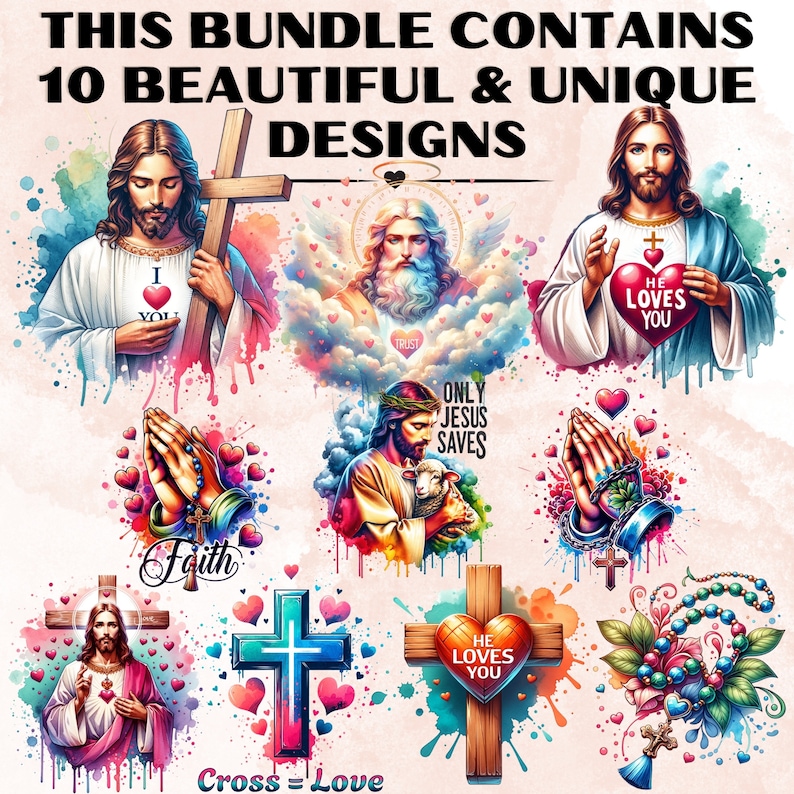 Christian Faith Clipart Bundle, Jesus Images, Religious Digital Art ...