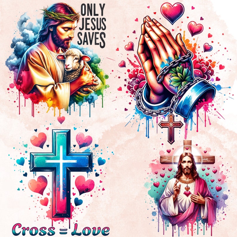 Christian Faith Clipart Bundle, Jesus Images, Religious Digital Art ...