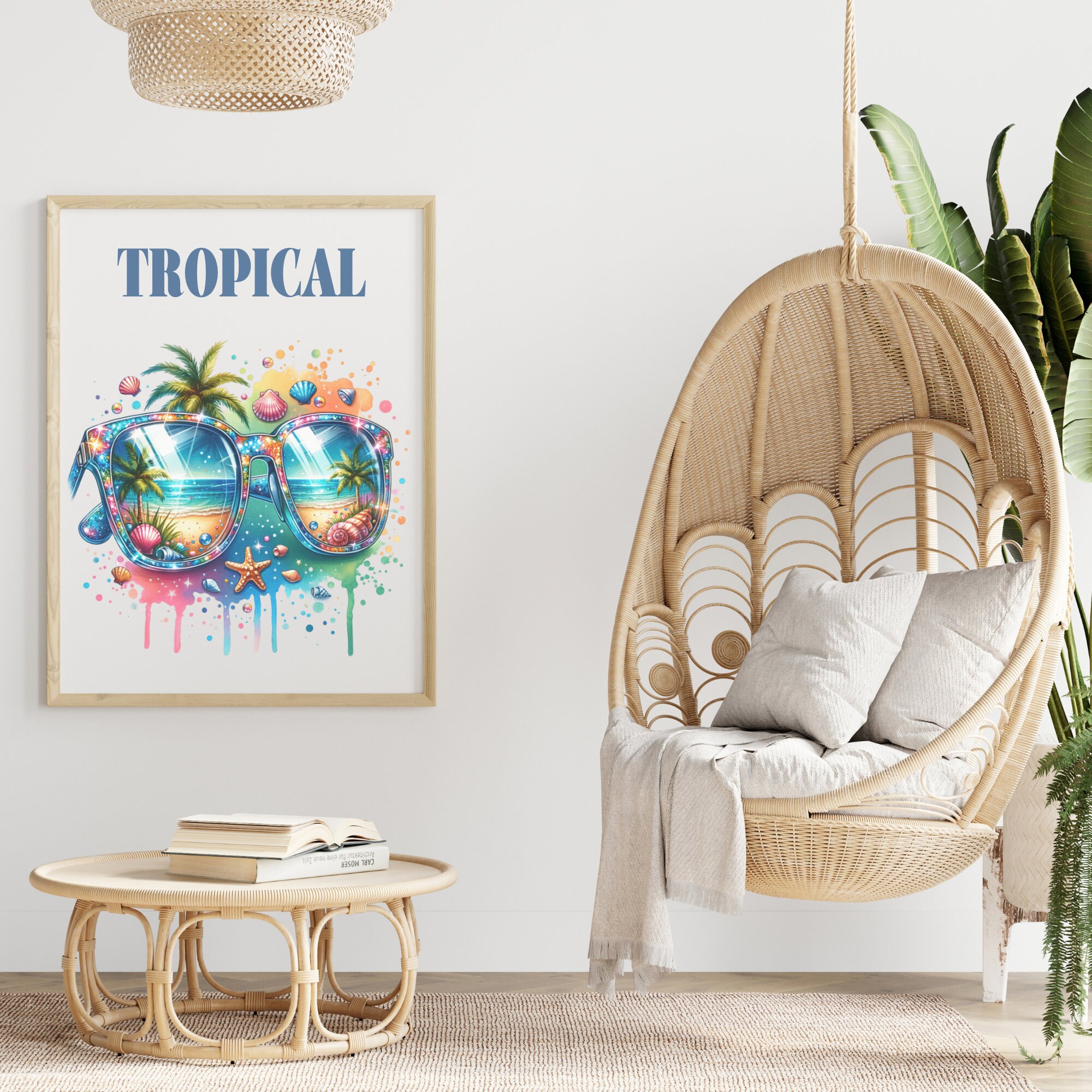 Tropical Beach Glasses Clipart Bundle, Summer Sun Crafts Watercolor ...