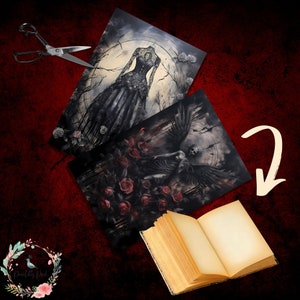 Dark Gothic Roses Junk Journal Pages, Floral Collage Sheets ...