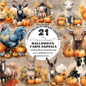 Farm Animals Halloween Clipart, Farm Clipart Set, Cottagecore Theme ...