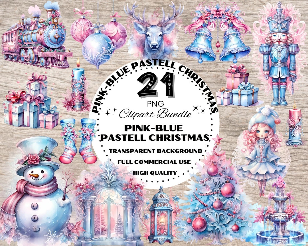 Pastel Christmas Clipart, Pastel Clipart Set, Pastel Christmas Theme ...