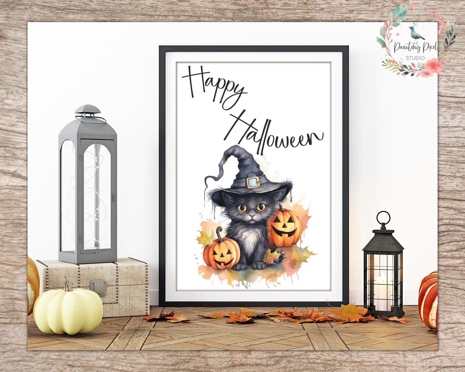 Black Cat Watercolor Clipart, Halloween Clipart Bundle, Pumpkin Clipart ...